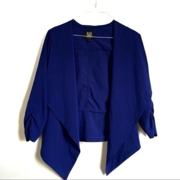 mine | Jackets & Coats | Mine Blue High Low Open Front Cropped Blazer ...